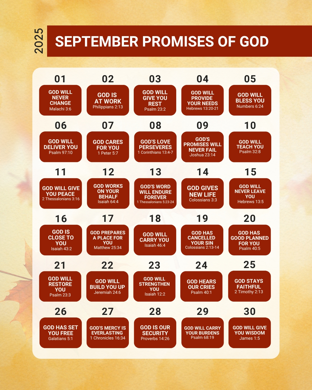 September 2025 Bible Verse Calendar: Promises of God | Bible Gateway ...