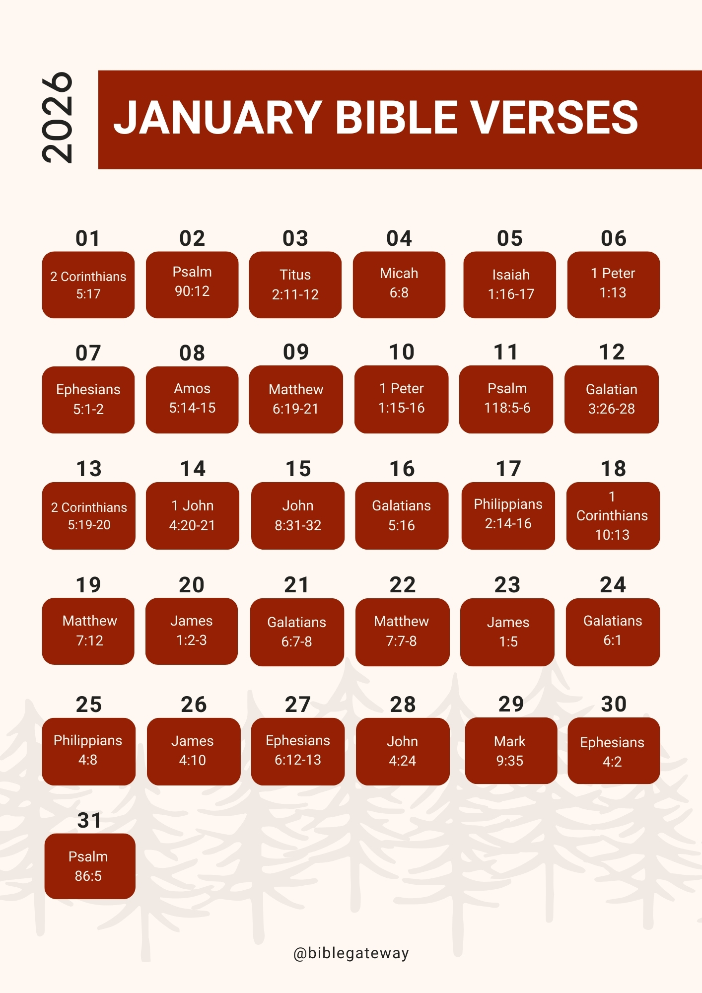 January 2026 Bible Verse Calendar | Bible Gateway News & Knowledge