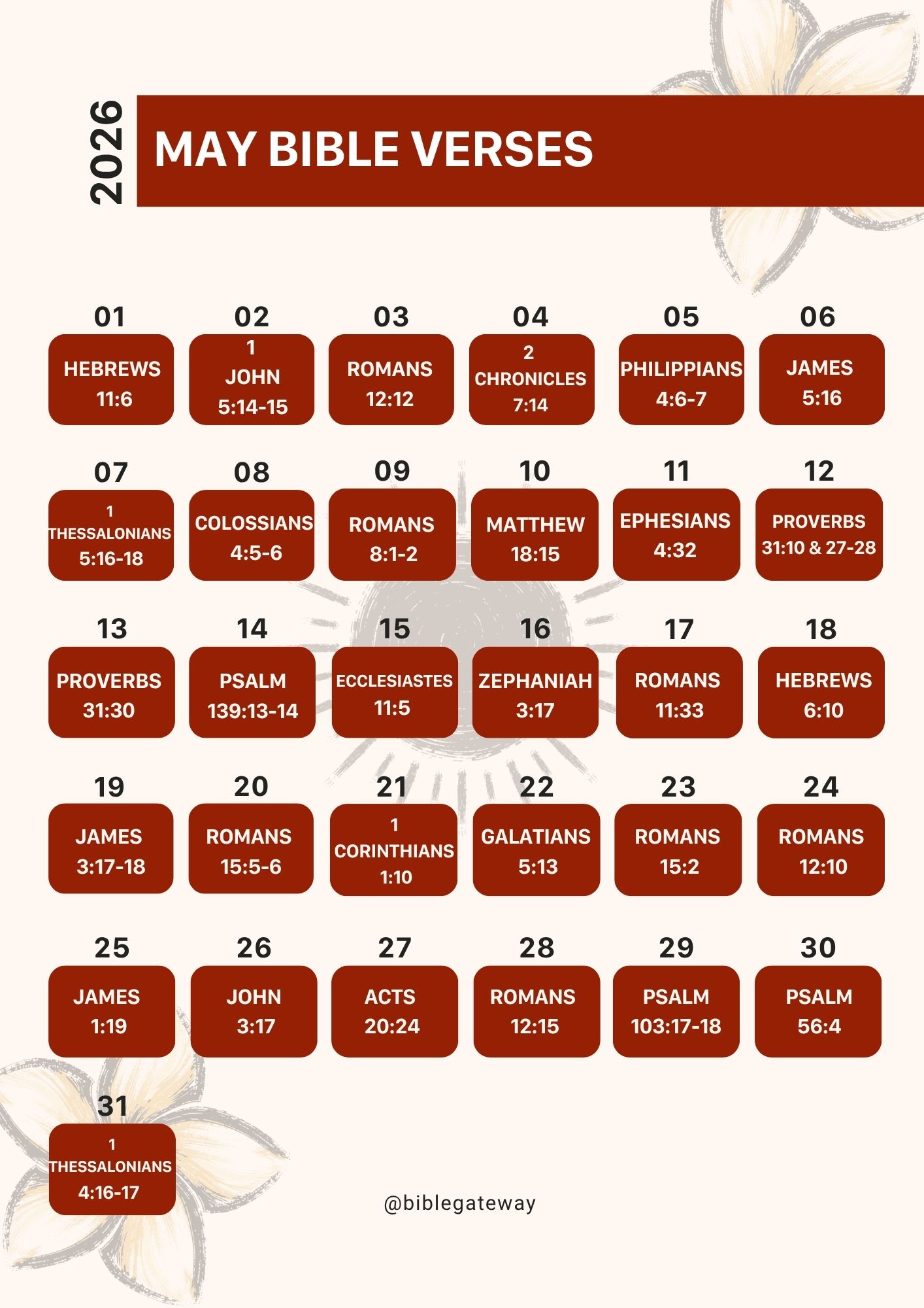 May 2026 Bible Verse Calendar | Bible Gateway News & Knowledge