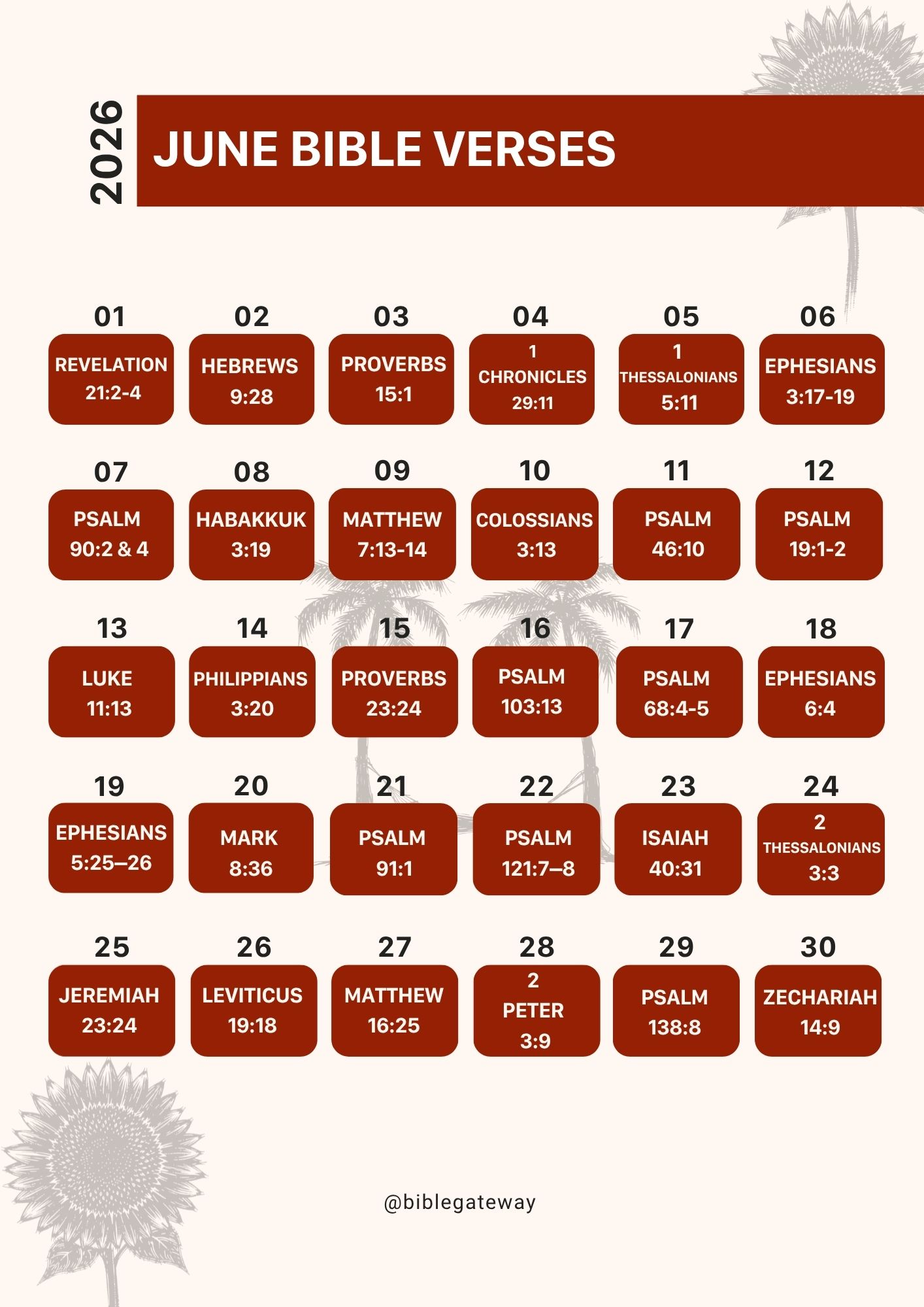 June 2026 Bible Verse Calendar | Bible Gateway News & Knowledge